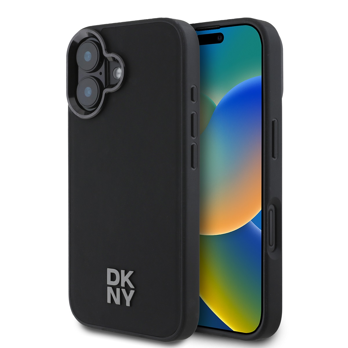DKNY PU Bőr Stack Logo Magsafe iPhone 16 tok Fekete - SmartDiszkont